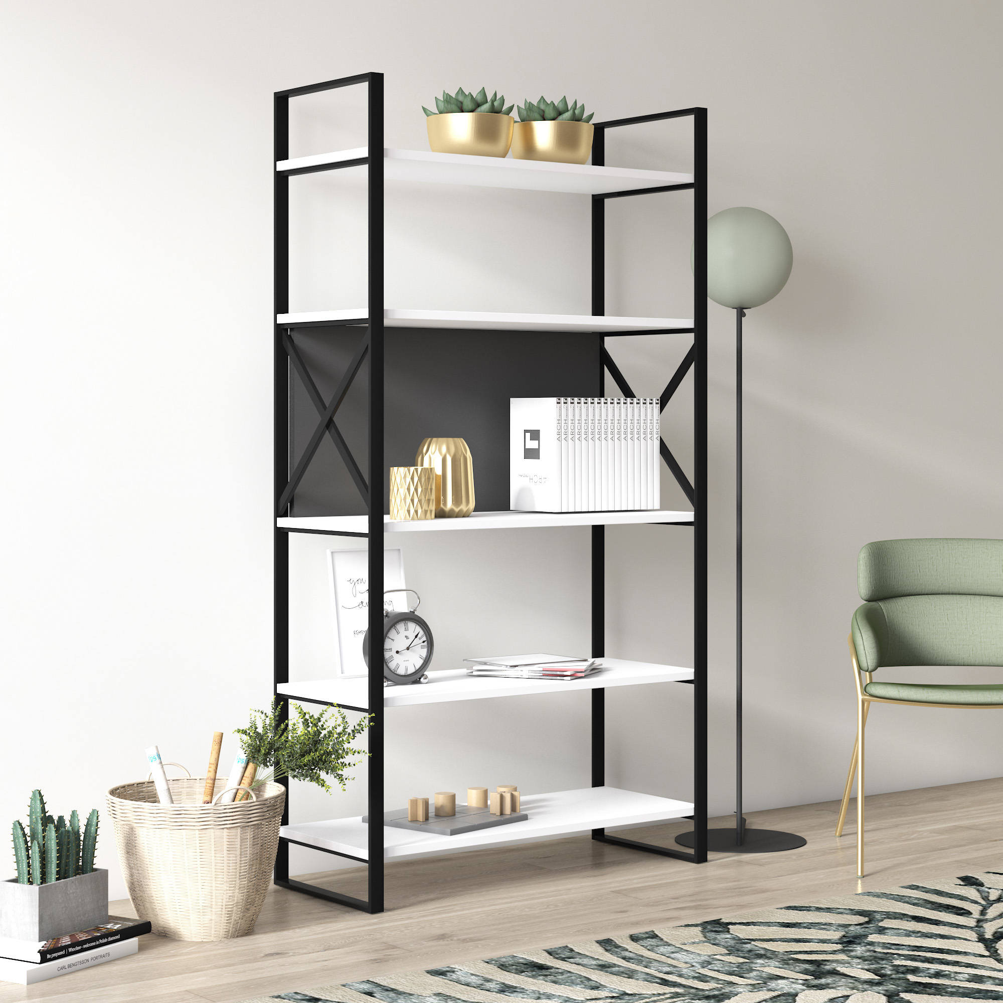 17 Stories Jakubowicz 35Cm H x 160Cm W Wood Etagere Bookcase | Wayfair ...