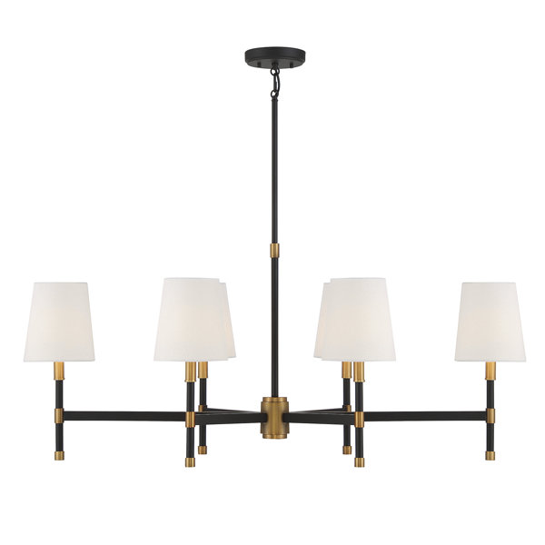 Ebern Designs Timiki 6-Light Linear Chandelier In Matte Black With Warm ...