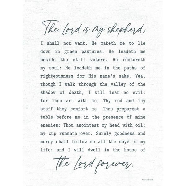 Trinx The Lord Is My Shepherd On Canvas Textual Art | Wayfair