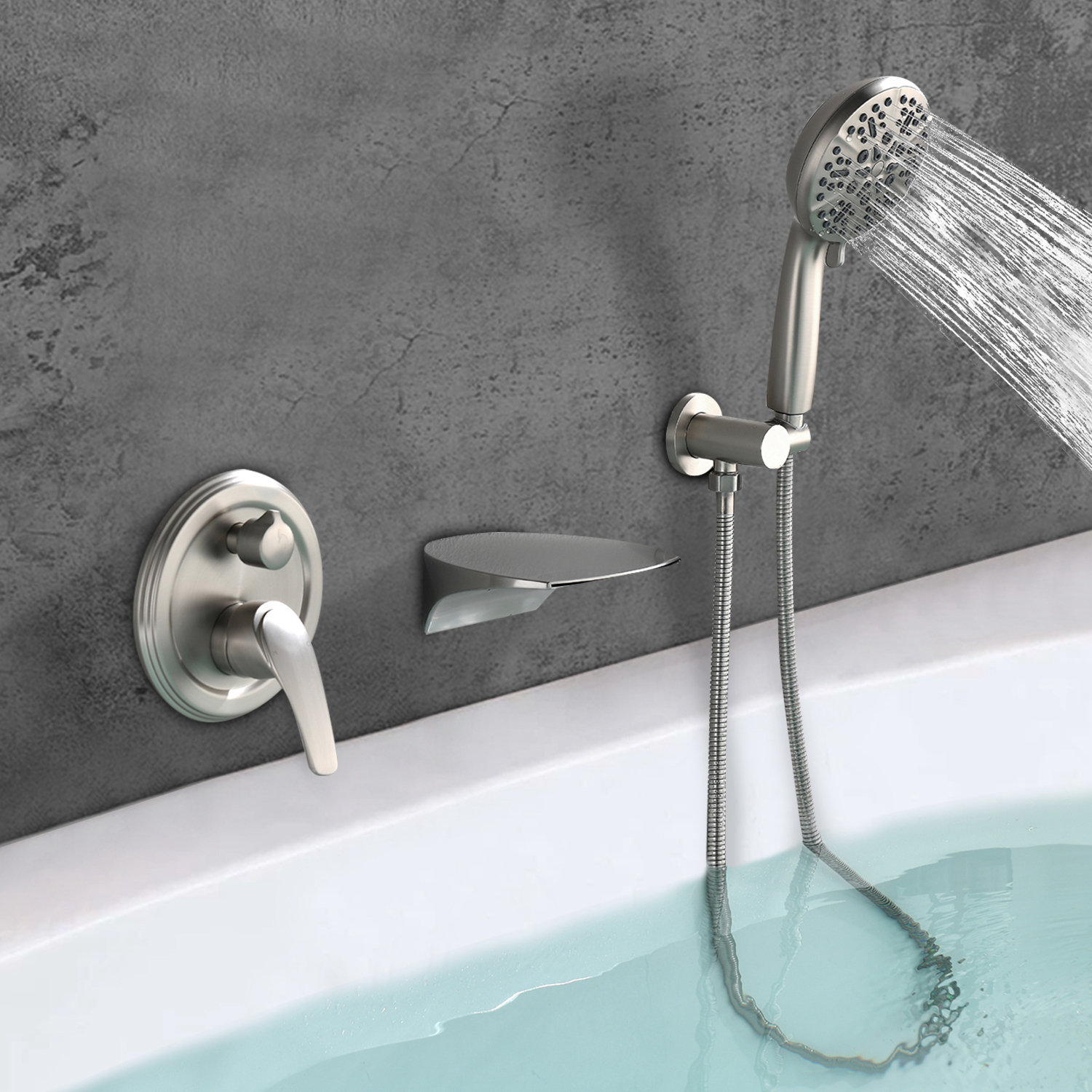 HHK HOME Wall Mounted Tub Spout with Handshower | Wayfair