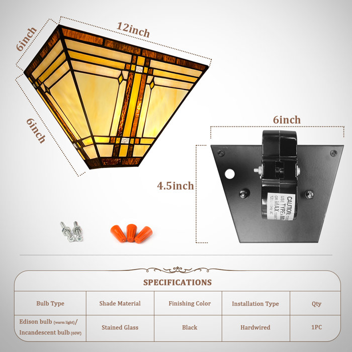 Union Rustic Tiffany Wall Sconces 12" Wide Stained Glass Mission Style ...
