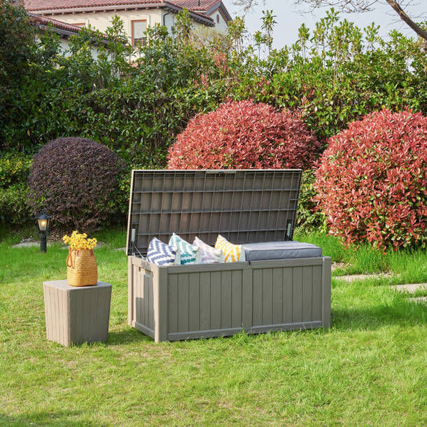 Devoko 120 Gallons Gallon Water Resistant Lockable Deck Box in Black ...