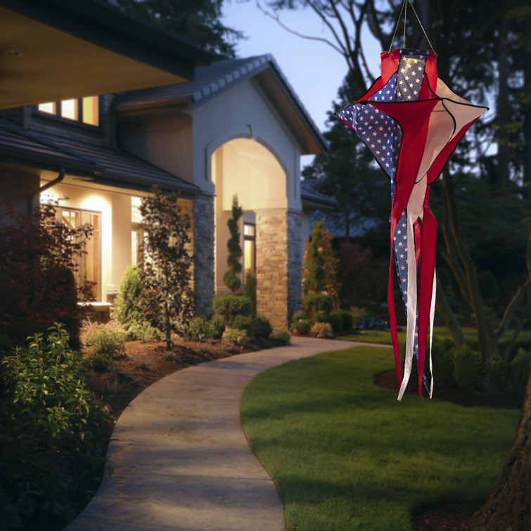 Hokku Designs Nabia Patriotic Solar Lit Twisting Windsock Nylon 19.7 x ...