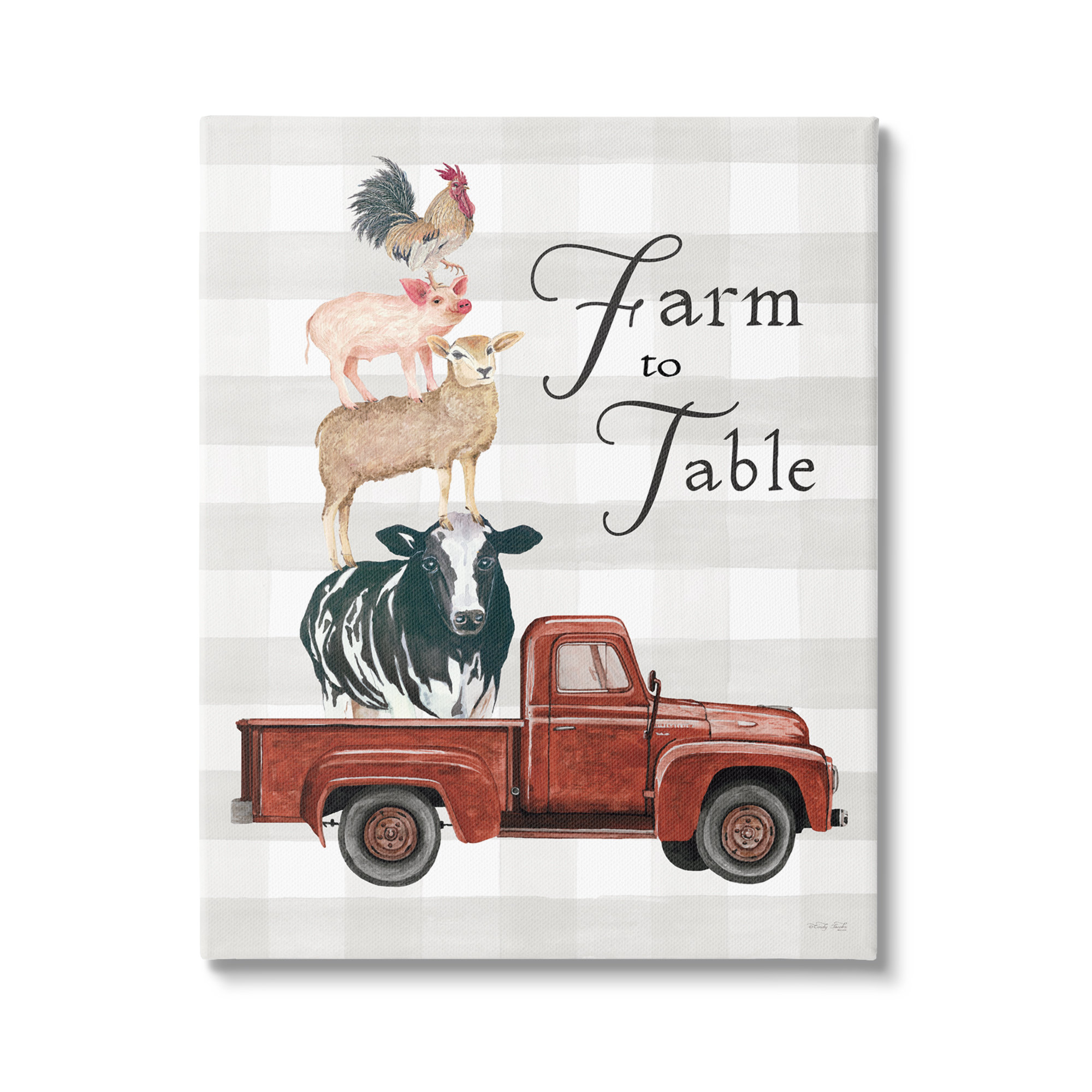 Latitude Run® Farm To Table Stacked Animals On Canvas by Cindy Jacobs ...