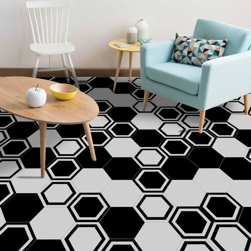 Wrought Studio Minimalist Hexagon Floor Decal | Wayfair