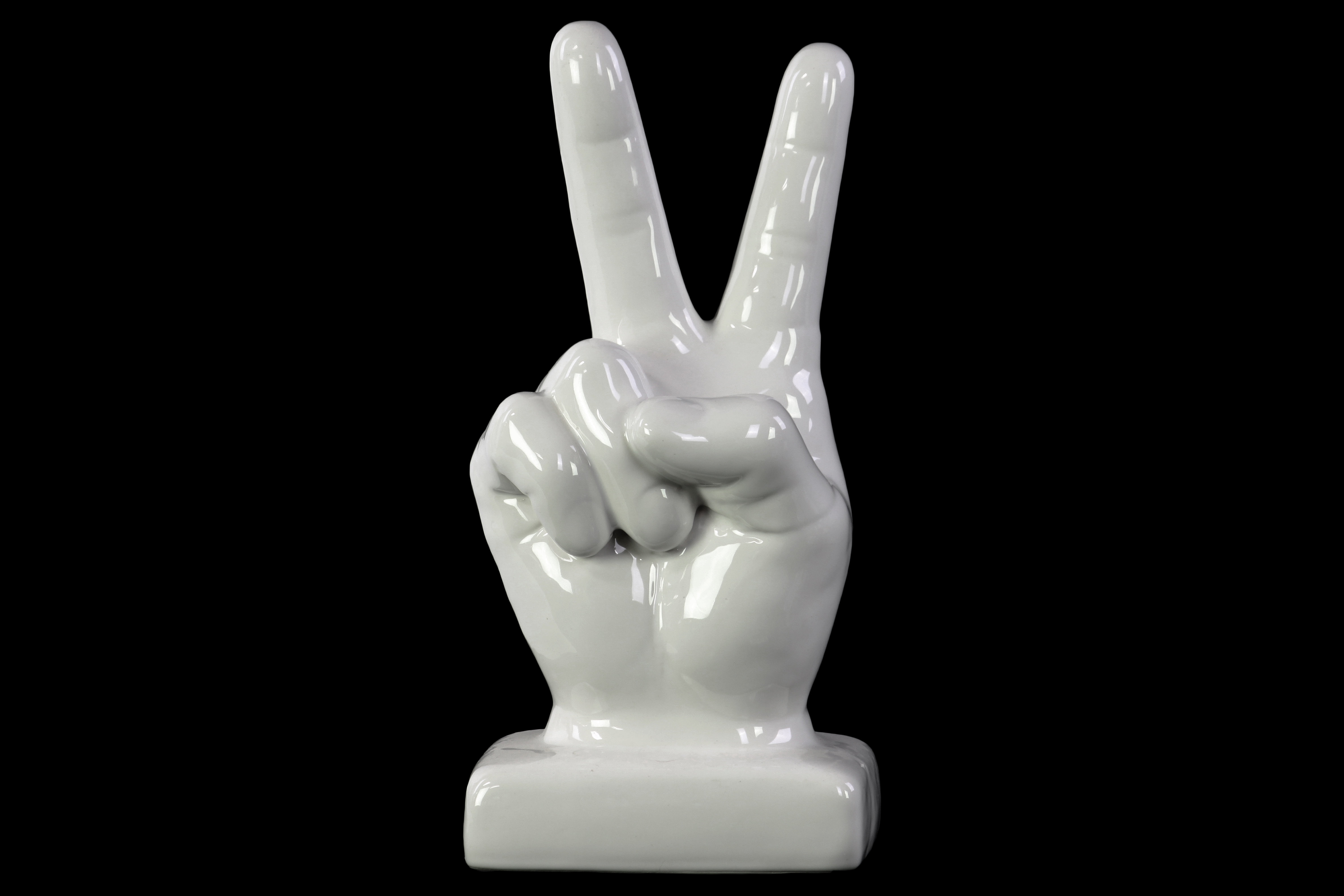 Ivy Bronx Kizer Peace Hand Sign Decor on Base Sculpture | Wayfair