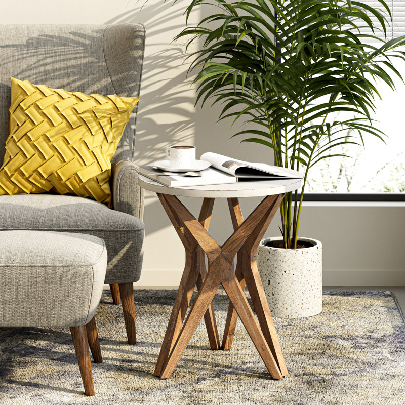 Millwood Pines Sevenoaks Farmhouse Crossed Legs Round End Table | Wayfair