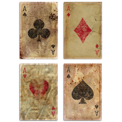 Williston Forge Vintage Playing Cards by Oliver Gal - 4 Piece Wrapped ...
