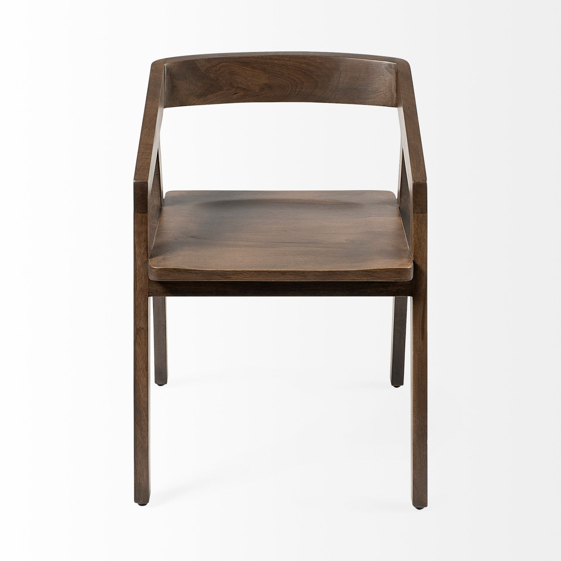 Joss & Main Dey Solid Wood Slat Back Arm Chair in Dark Brown | Wayfair