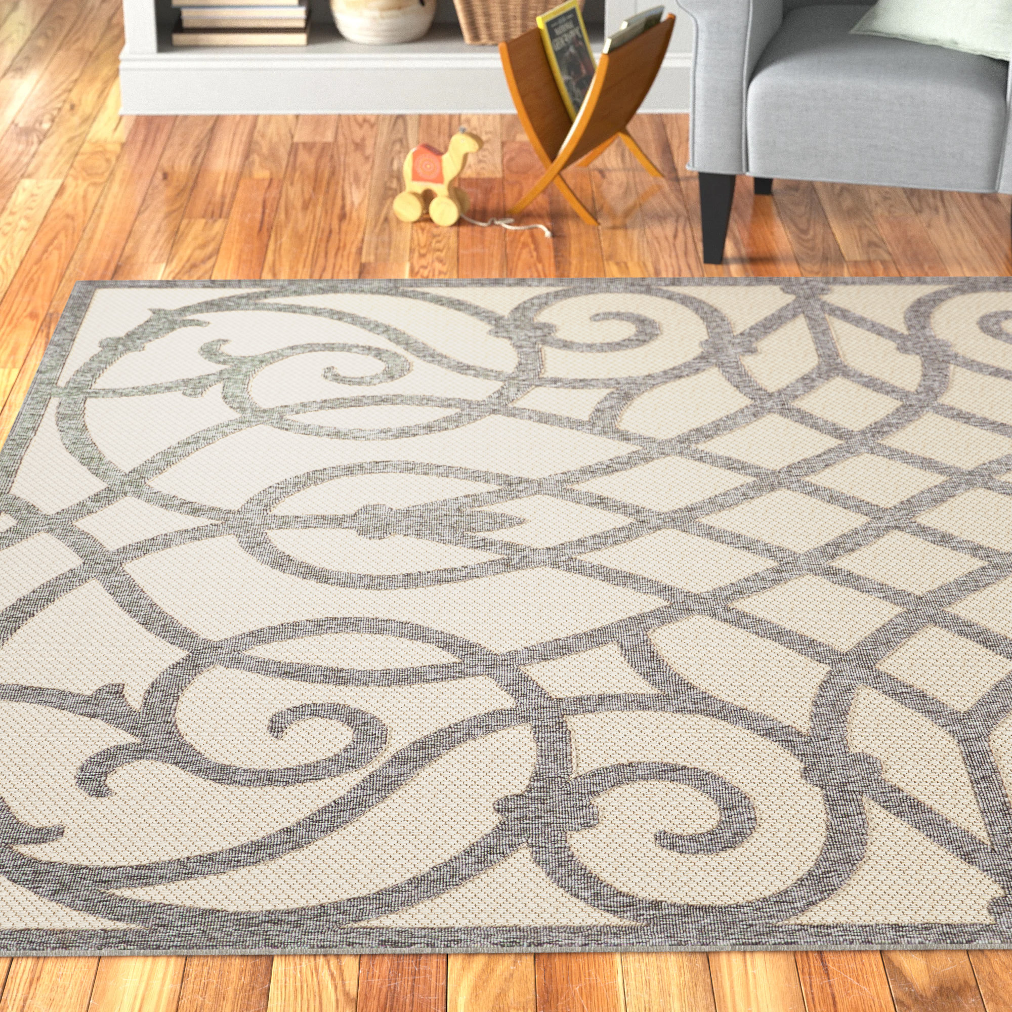 Andover Mills™ Anneke Machine Woven / Power Loomed Gray/Beige Indoor ...