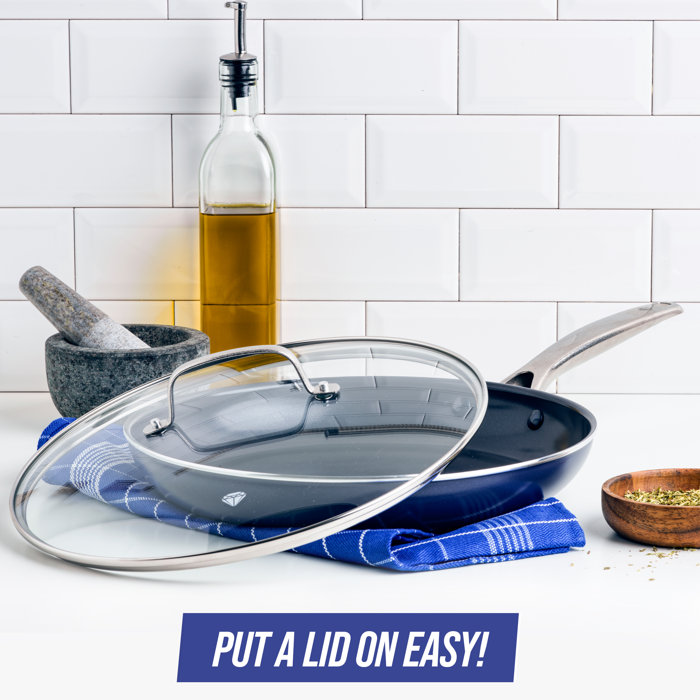 Blue Diamond Ceramic Non-Stick Covered Skillet with lid, 12" & Reviews ...