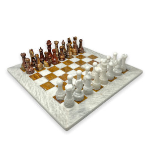 Marble Cultures 16" Handmade Marble Chess Set - Large Size Luxury ...