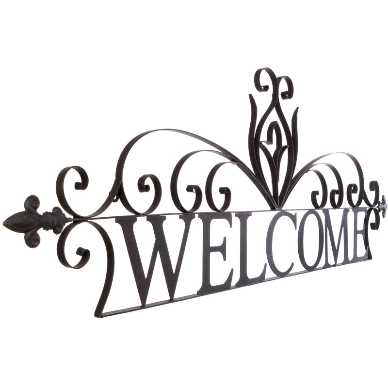 Gracie Oaks Nailwell Elegant Welcome Scroll Sign & Reviews | Wayfair