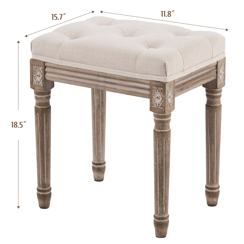 Ophelia & Co. Ironton Solid Wood Vanity Stool | Wayfair