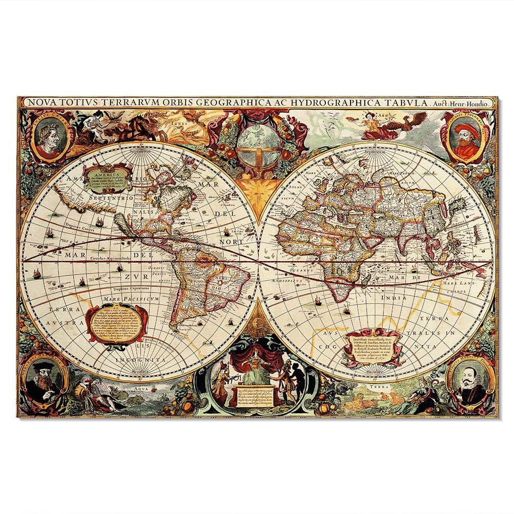 Breakwater Bay Nova Totivs Terrarvm Orbis, Antique Hendrik Hondius 1630 ...