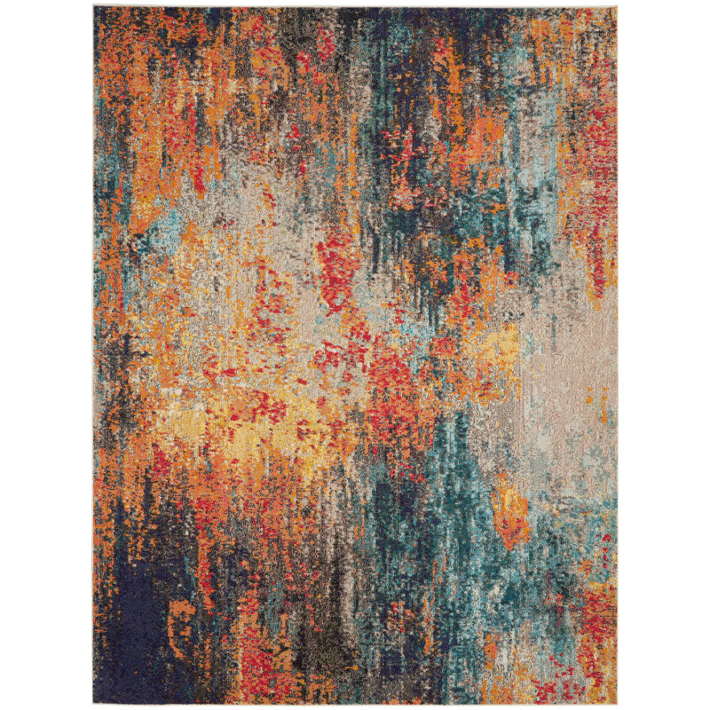 17 Stories Dominic Performance Blue Rug & Reviews | Wayfair