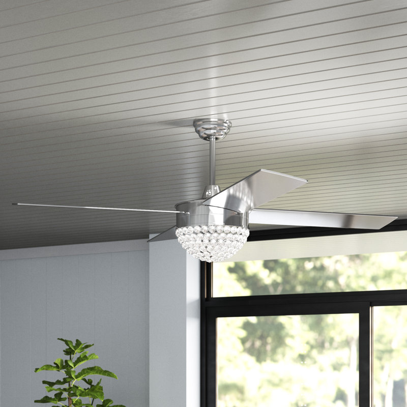 Orren Ellis 48'' Dreyer 4 - Blade Crystal Ceiling Fan with Remote ...