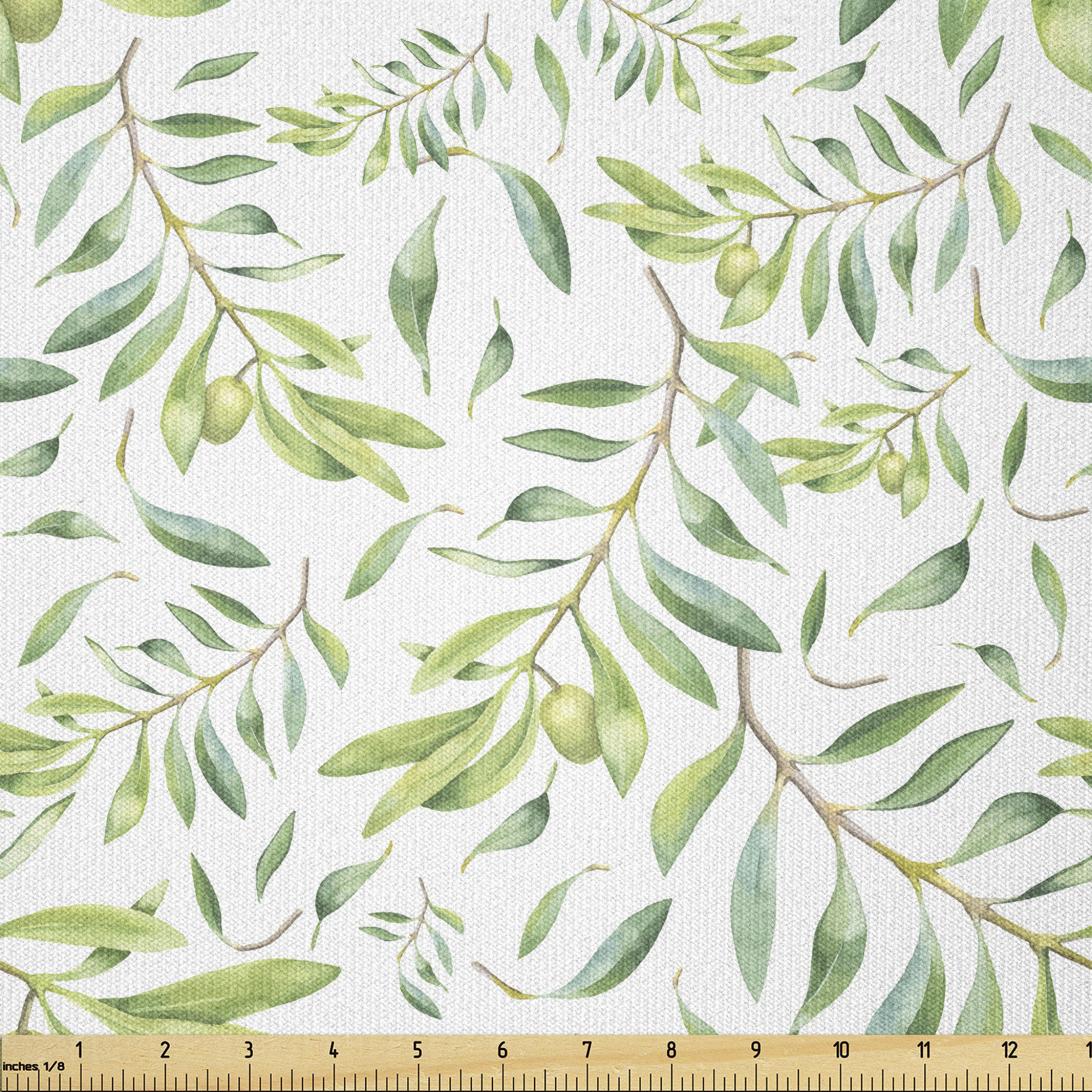 East Urban Home Green Leaf Fabric By The Yard, Watercolor Style Olive ...
