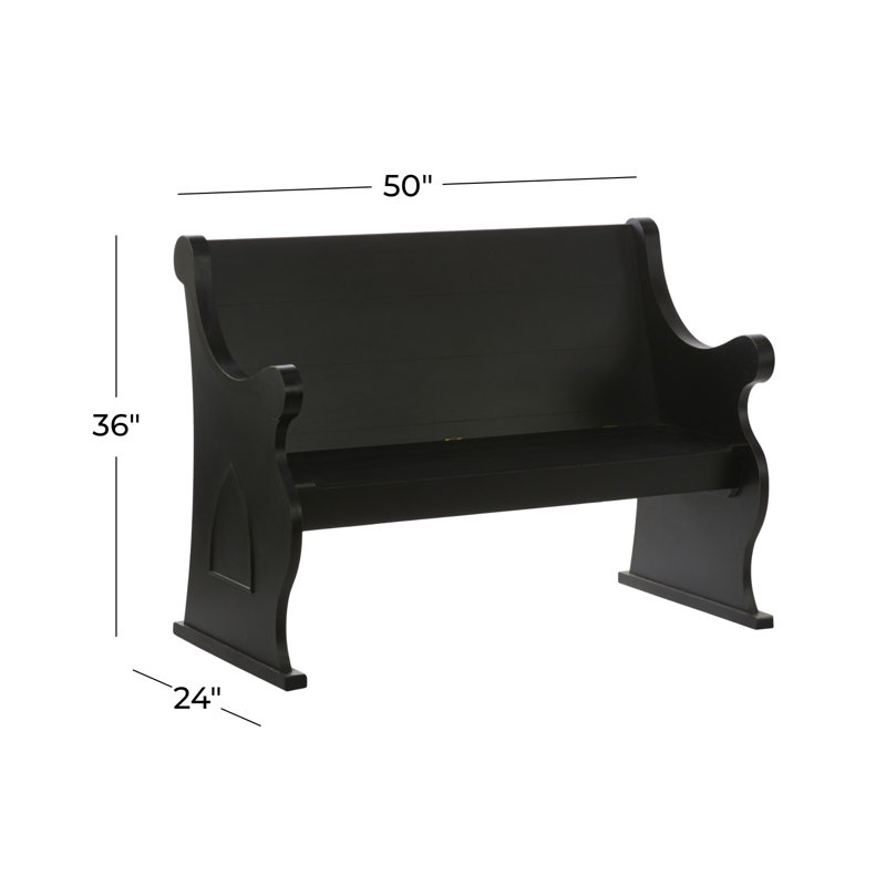 Lark Manor Payton Black Wood Storage Bench with Scrolled Armrests 50" x ...