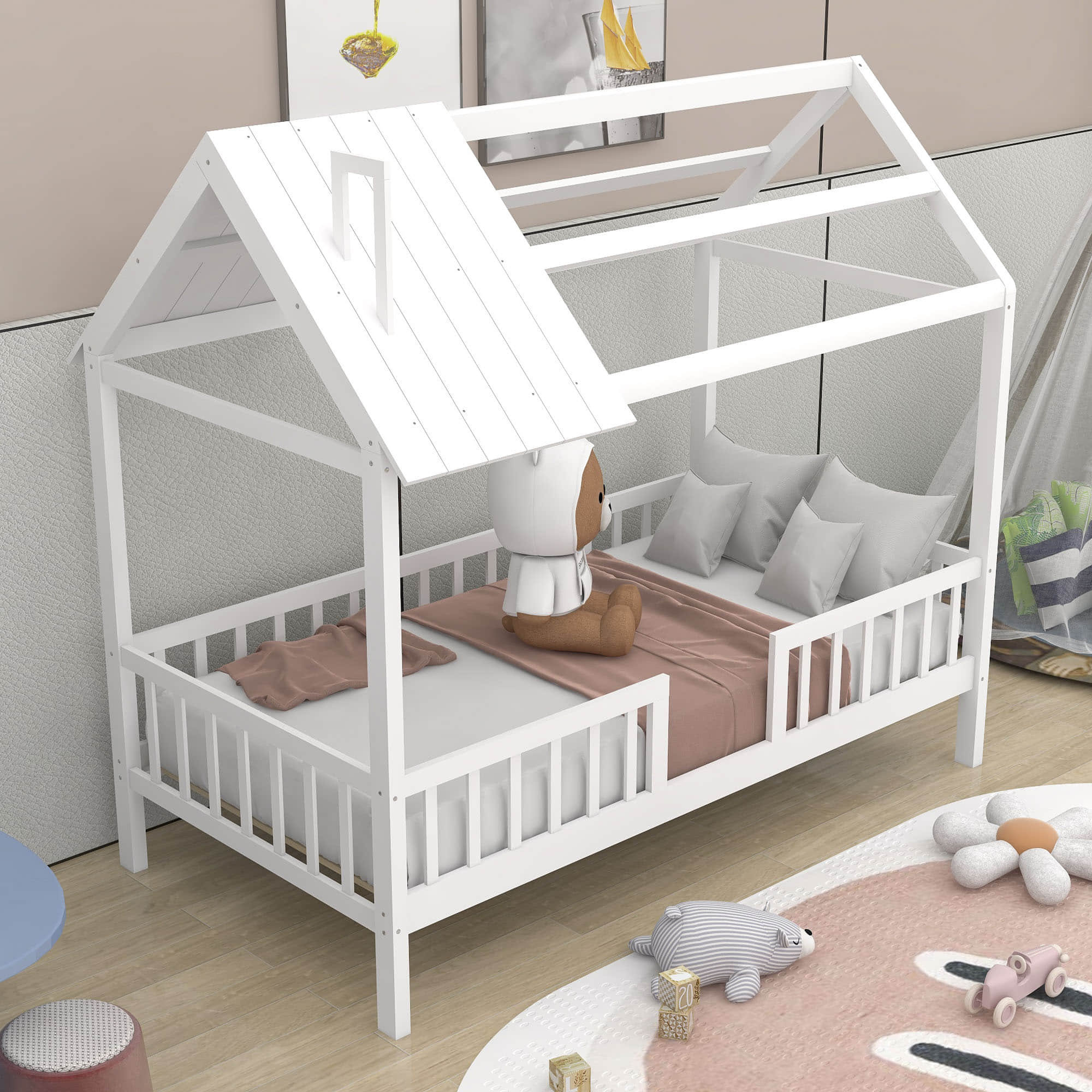 Harper Orchard Molen Twin Size Wooden House Bed | Wayfair