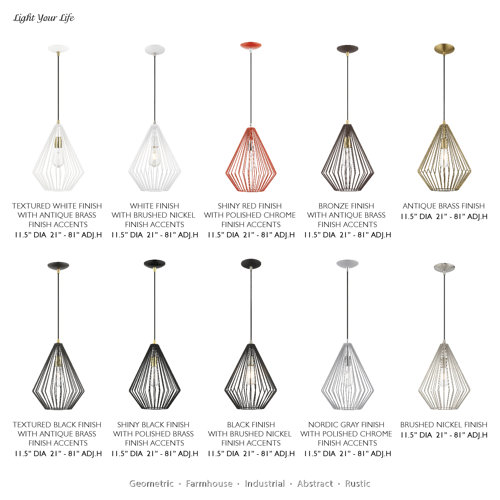 AllModern Garfield 1 - Light Single Geometric Pendant & Reviews | Wayfair