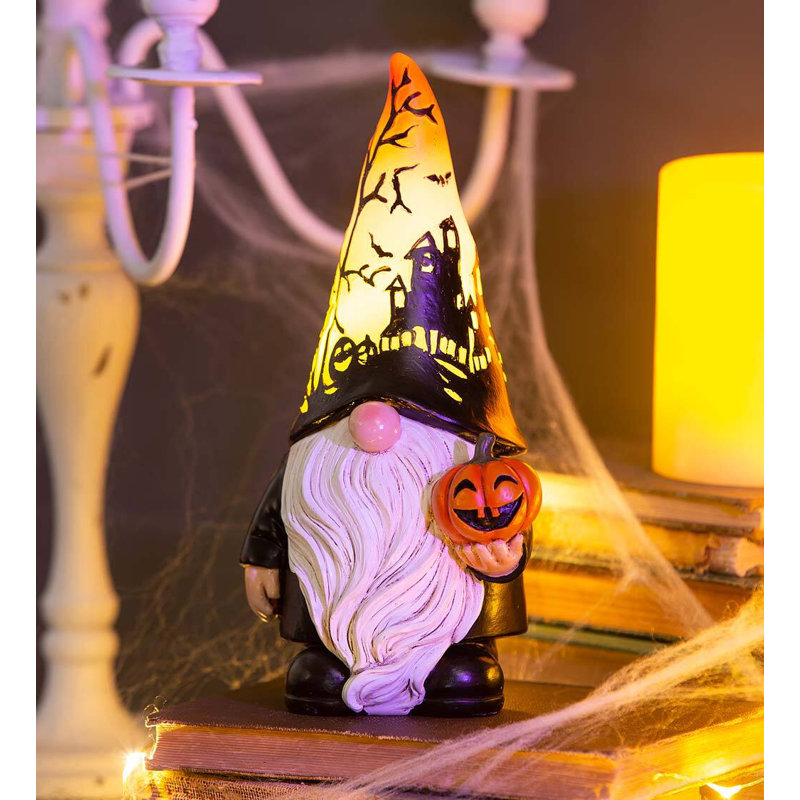 Plow & Hearth Gnome with Hat and Pumpkin Figurine | Wayfair