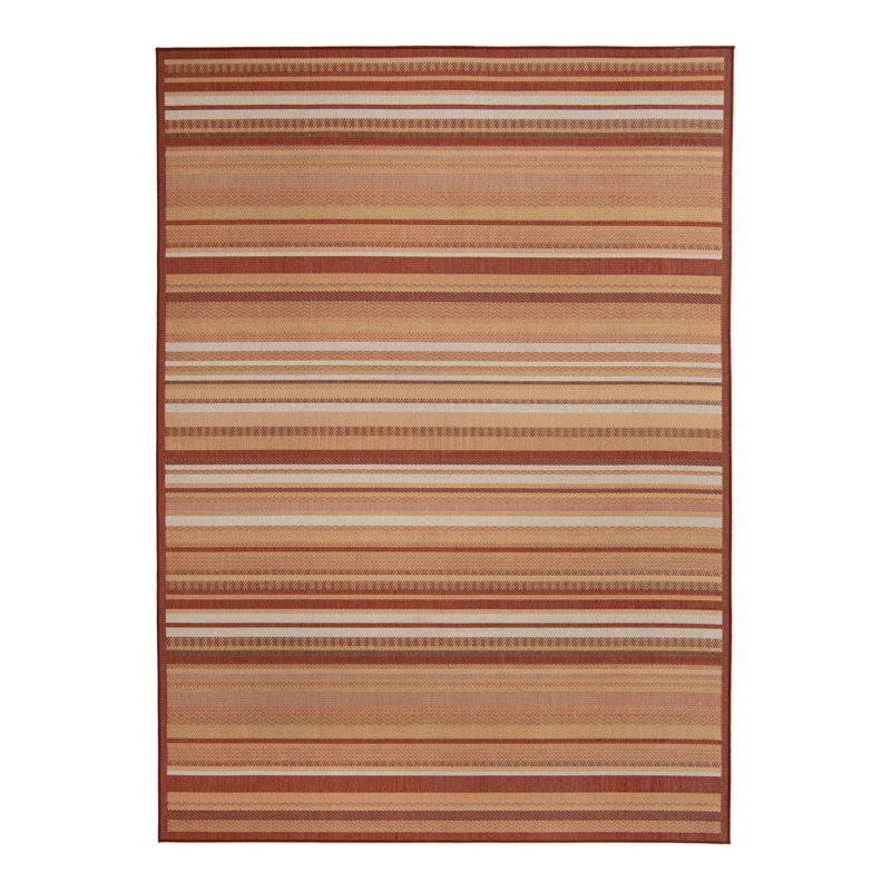 Beachcrest Home Terrill Striped Burgundy/Beige Indoor / Outdoor Area ...
