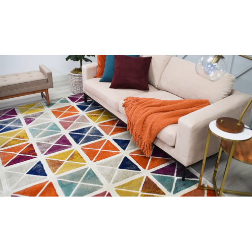 Bungalow Rose Depew Machine Woven / Power Loomed Performance Orange ...