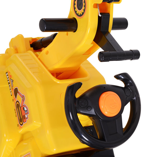 HomCom 3 In 1 Ride On Excavator Toy Pulling Cart Pretend Play ...