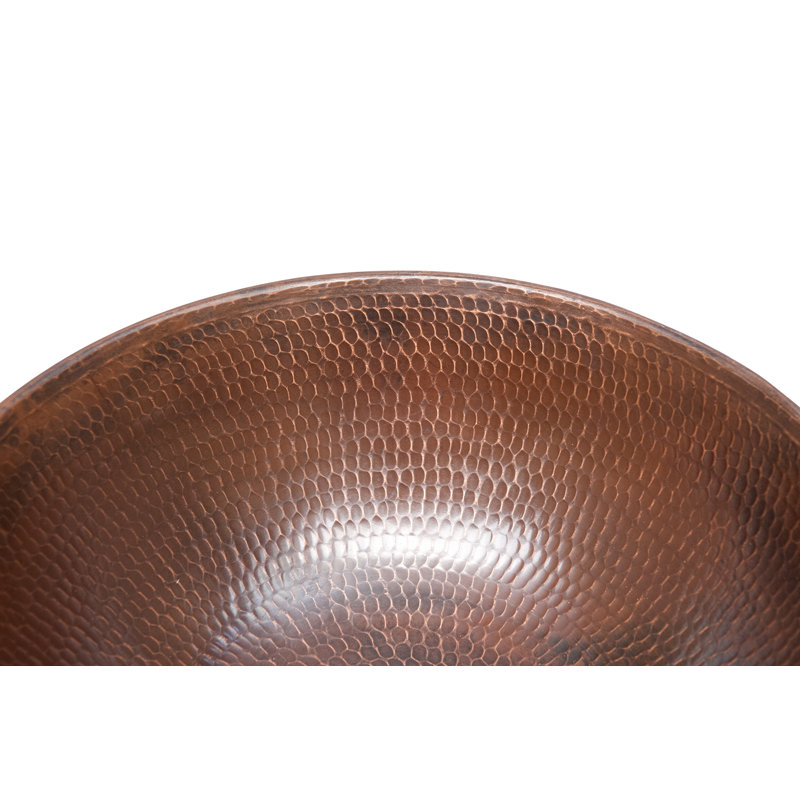 Premier Copper Products 15" Round Wired Rim Vessel Hammered Copper Sink ...