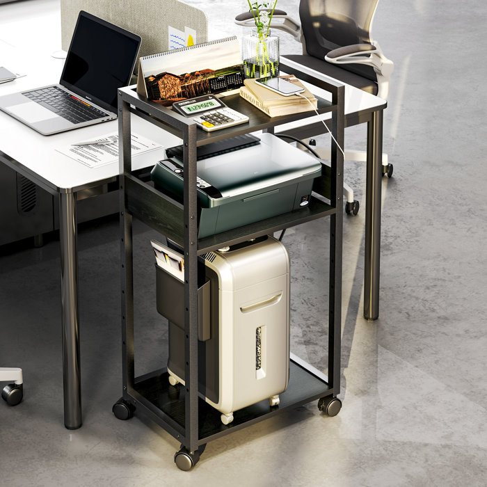 TCMT 3-Tier Rolling Printer Stand Storage Rack Shelf w/ USB and Power ...