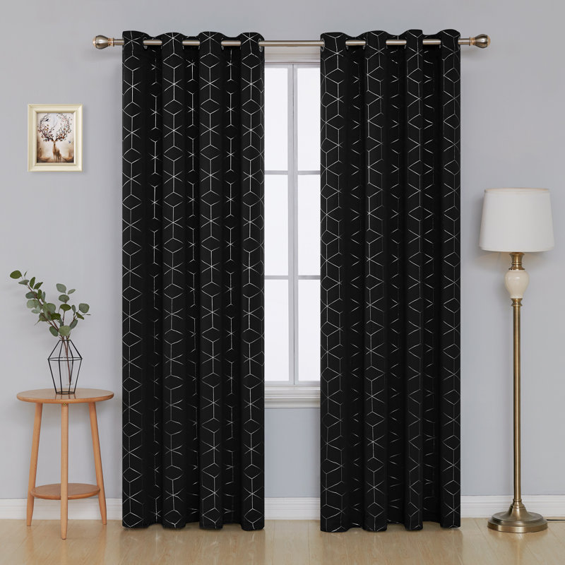 Deconovo Silver Diamond Pattern Curtain Pair | Wayfair