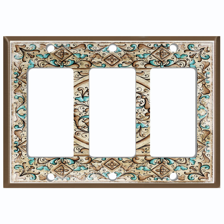 WorldAcc Bandana Paisley Rug Tile Pattern 3-Gang Rocker Wall Plate ...
