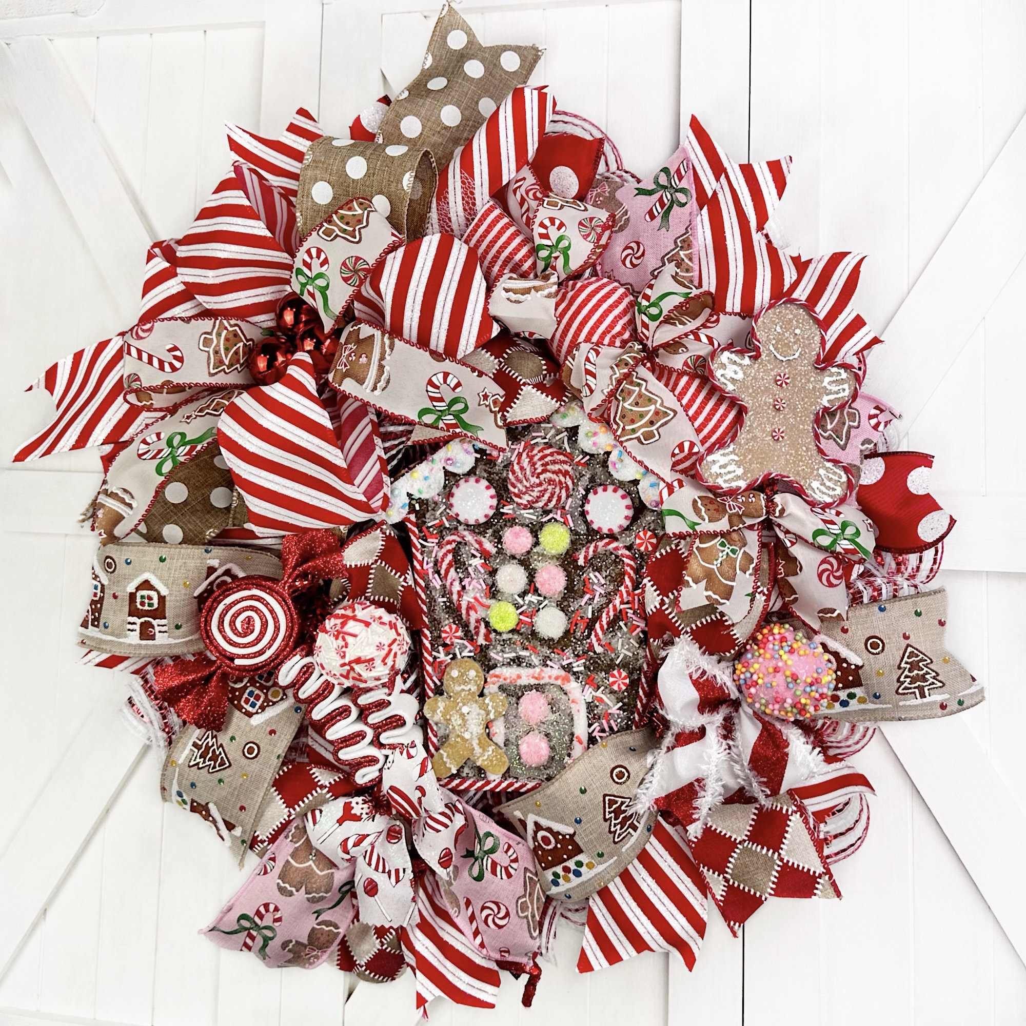 The Holiday Aisle® Gingerbread 20" Deco Mesh Wreath | Wayfair