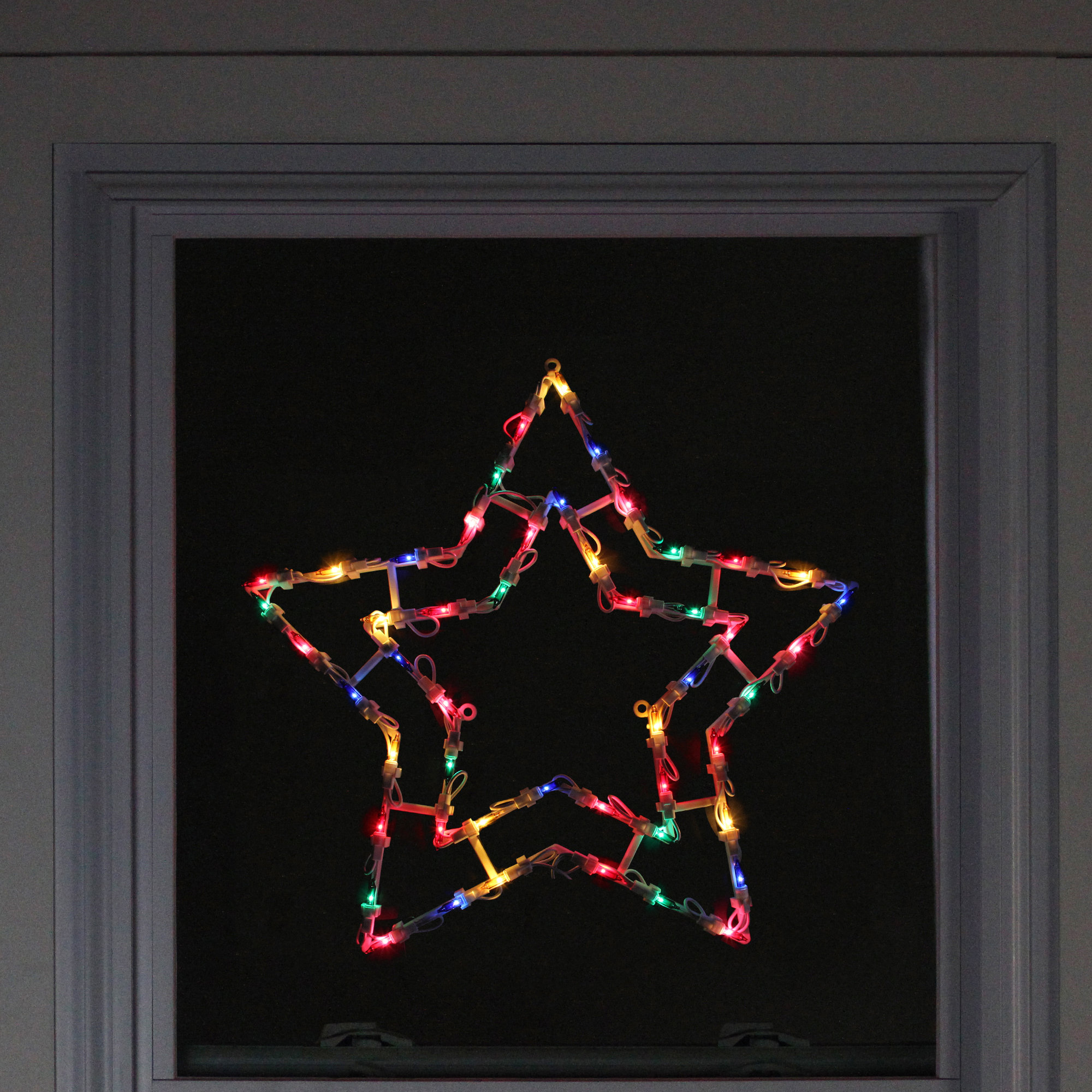 Northlight 16" Multi-Color Lighted Star Christmas Window Silhouette ...