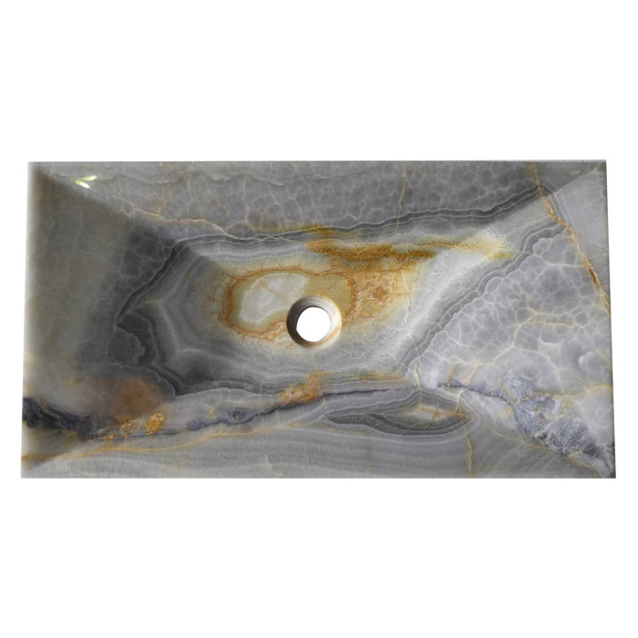 AA Warehousing 13'' Gray Stone Rectangular Vessel Bathroom Sink | Wayfair