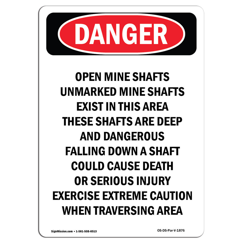 SignMission OSHA Danger Portrait Open Mine Shafts Unmarked Sign | Wayfair