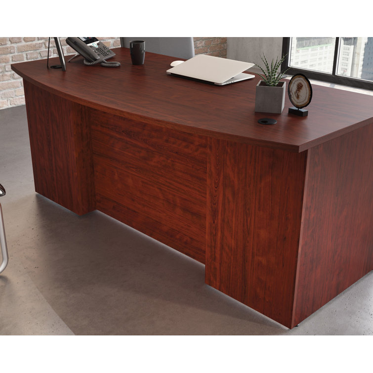 Latitude Run® 72" Bowfront Executive Desk In Hudson Elm | Wayfair