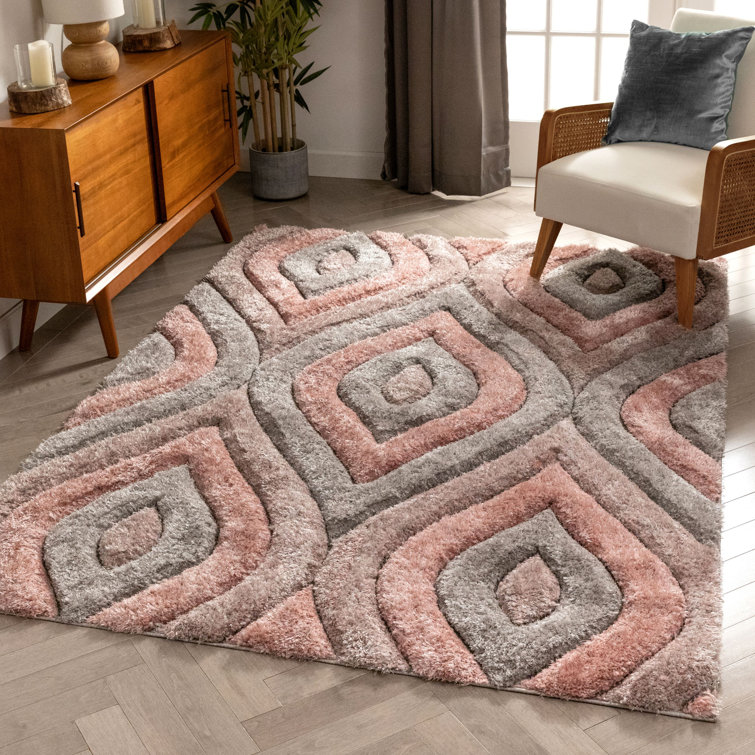 Ebern Designs San Francisco Shaggy Pink/Grey Rug & Reviews | Wayfair.co.uk