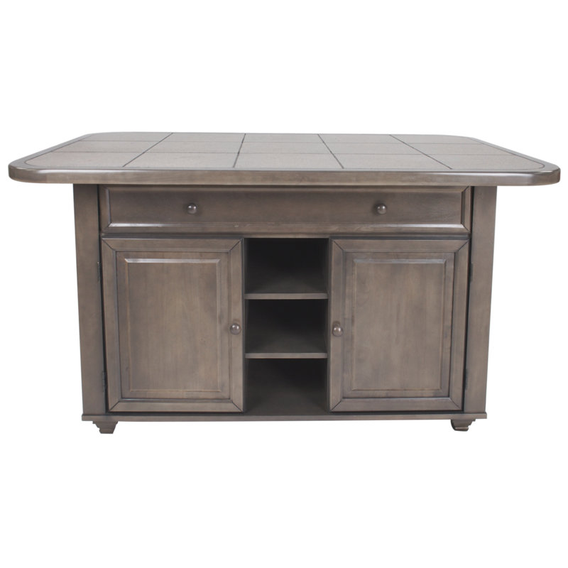 Sunset Trading Shades Of Gray Tile Kitchen Island Set | Wayfair