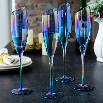 Wrought Studio™ Daliana 4 - Piece 6oz. Glass Flute Glassware Set | Wayfair
