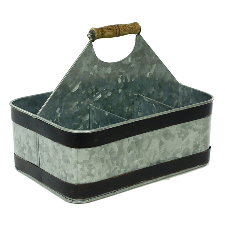 August Grove® GALVANIZED CADDY WITH HANDLE | Wayfair