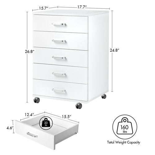 TUSY 5 Drawer Rolling Storage Chest & Reviews | Wayfair