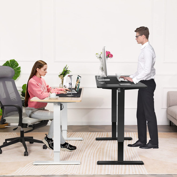 Inbox Zero Huben Height Adjustable Curved Gaming Standing Desk | Wayfair