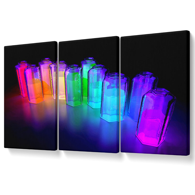 Ivy Bronx Vibrant Rainbow Tubes Canvas 3 Panel Set | Wayfair.co.uk
