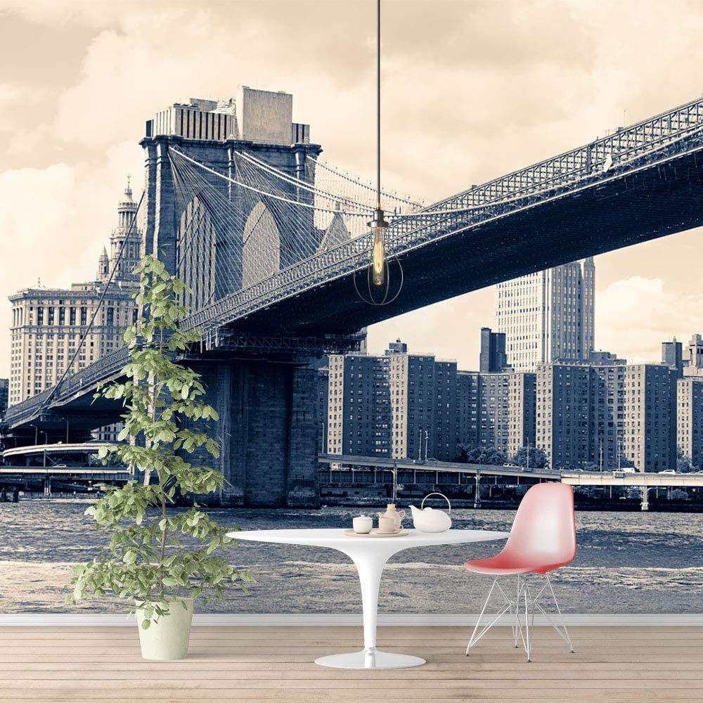 IDEA4WALL Brooklyn Bridge in City Wall Mural | Wayfair