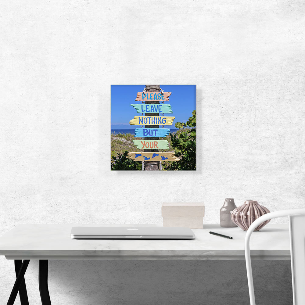 ARTCANVAS Beach Handmade Wooden Sign On Canvas Textual Art | Wayfair