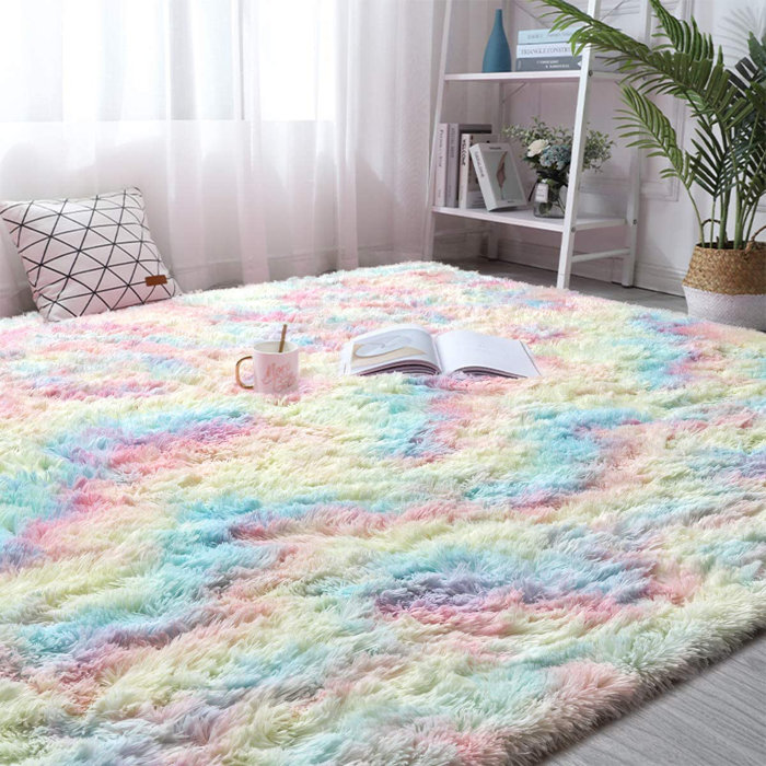 Everly Quinn Radyn Abstract Shag Rainbow Area Rug & Reviews | Wayfair