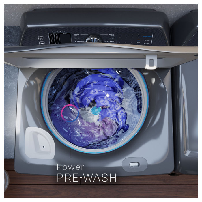 GE Profile 5.3 Cu. Ft. Capacity Washer with Smarter Wash Technology and ...