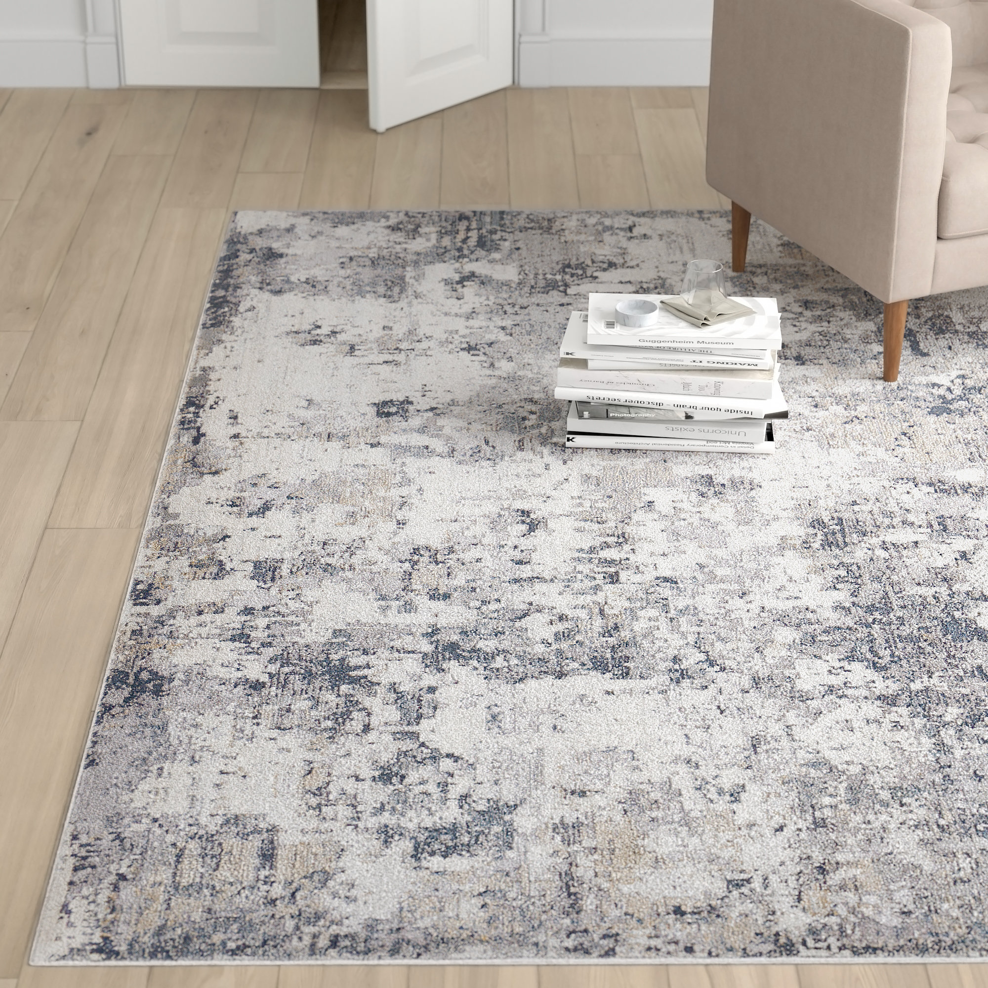 Mercury Row® Angeles Abstract Charcoal/Light Gray/Cream Area Rug ...